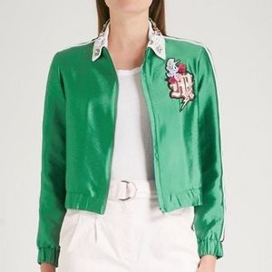 Maje | Jackets & Coats | Maje Block Embroideredmotif Satin Jacket Nwt ...